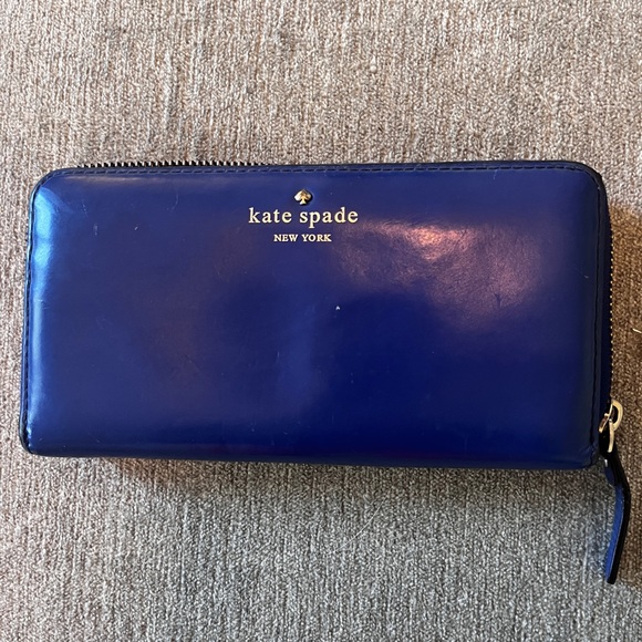 kate spade | Bags | Royal Blue Kate Spade Wallet With Polka Dot ...
